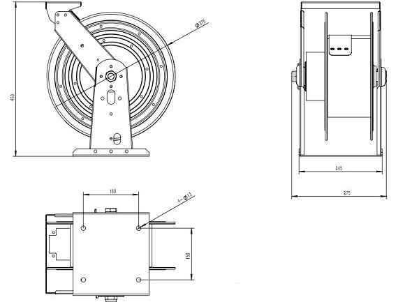 Outdoor retractable cord reel | BOOM cable reel ESSC370D - SUPERREEL